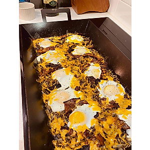 BBQ Hack Skillet Hack,Nonstick Carbon Steel Skillet,Stovetop,Oven,Grill, and Campfire Griddle, Stir Fry,Meats,Breakfast and More,The Perfect Camping Cookware Tool (12" Deep X 21" Wide Skillet Hack)