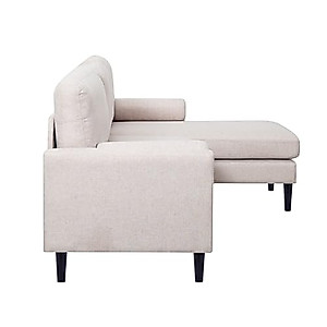 Convertible Modular Sectional Sofa,L-Shaped Reversible Corner Couch with Chaise Lounge and Rubber Wood Legs,Comfy Upholstery 3-Seat w/Toss Pillows for Living Room/Apartment/Office/Compact Space