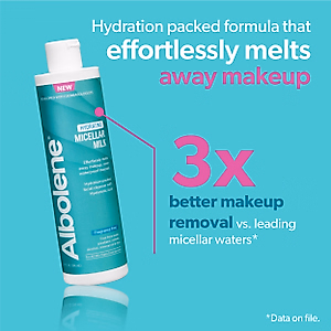 Albolene Micellar Milk Face Cleanser, Micellar Water Alternative, Makeup Remover and Cleansing Balm with Hyaluronic Acid, 10 fl oz, Packaging May Vary