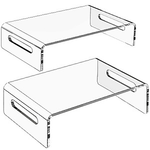 Zimilar 2 Pack Monitor Stand Riser, Acrylic Monitor Stand for Computer, Laptop, Printer, Notebook, Premium Clear Laptop Stand Acrylic Monitor Riser for Home Office, Monitor Stands for 2 Monitors