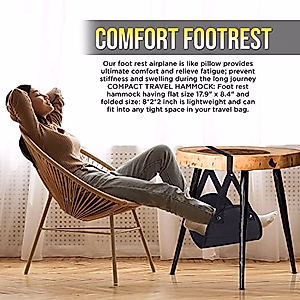 Airplane Footrest Made with Premium Memory Foam, Airplane Travel Accessories, Footrest Hammock, Portable Airplane Foot Rest Used in Office/Plane/Home, Hammock Leg Rest Adjustable Height