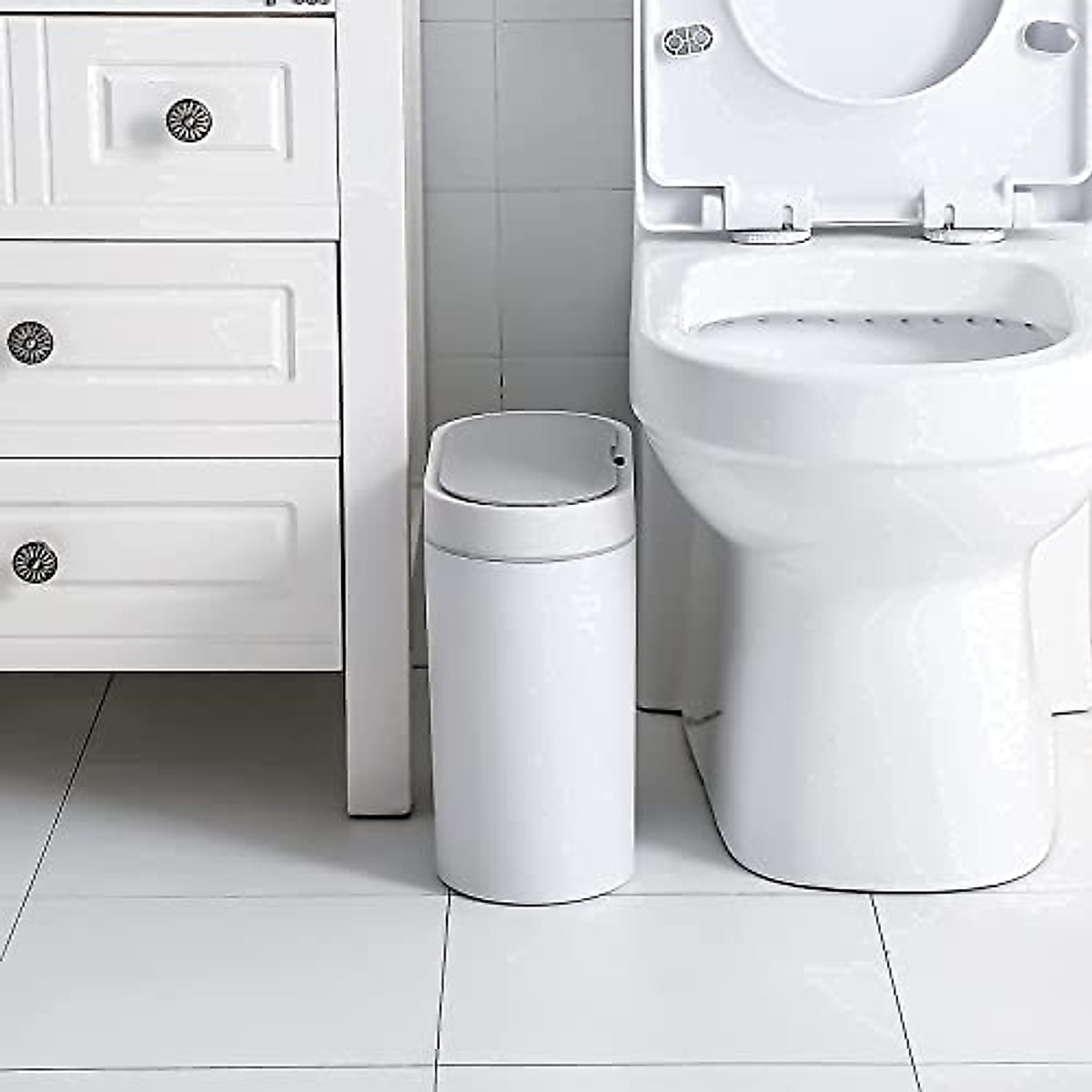 Bundles of 2.5 Gallon Motion Sensor Trash Can and 2.5 Gallon Hanging Trash Can, ELPHECO for Bathroom and Kitchen use