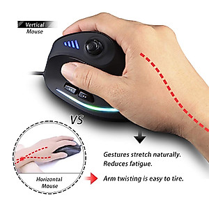 zelotes Wired Gaming Mouse with Joystick,10000DPI,11 Programmable Buttons,Vertical Ergonomic Mouse,USB Optical Computer mouse,PC Gaming Mouse for Laptop,PC,Black