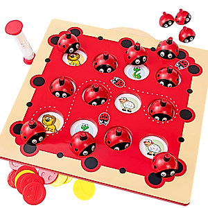 KidEwan Ladybug's Garden Memory Game, Educational Toys for Kids Ages 3 and Up, Memory Matching Board Game with Double-Sided Cards, Preschool Learning Toy for Toddlers Boys Girls