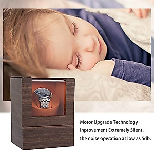 YOOHONG Single Watch Winder for Automatic Watches,with Japanese Quiet Motor，Wood Texture Leather Shell, Flexible Plush Pillow，AC Adapter or Battery Powered Watches WiDnder