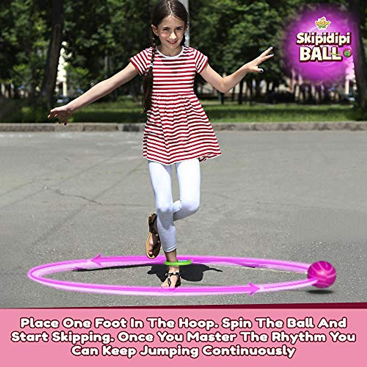 IPIDIPI TOYS Skip It Ankle Toy Pink Retro Skipit Toy Hopper Ball - Improve Coordination, Get Exercise The Fun Way - Playground Ball Best Retro Birthday Gift for Kids 5, 6, 7, 8, 9, 10, 11