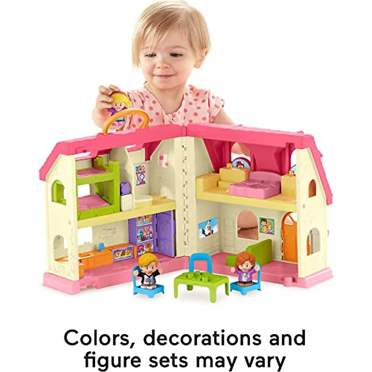 Fisher-Price Little People Toddler Playset, Surprise & Sounds Home, Playhouse with Music Phrases and Figures for Preschool Pretend Play