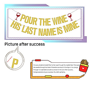 Pour The Wine His Last Name is Mine Banner,Wine Bachelorette Bridal Party Decor,Soon to Be Mr & Mrs Party Banner,Bachelorette Bridal Shower Wedding Engagement Party Decor Supplies Gold Red