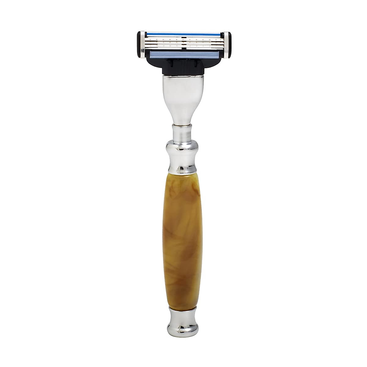 Union Razors SS1 Three Piece Shave Kit, Tiger Eye with Razor, Shaving Brush and Stand, Brown
