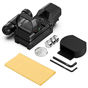 Feyachi RSL-18 Reflex Sight - 4 Reticle Red & Green Dot Sight Optics with Integrated Red La-ser Sight Less Than 5mW Output