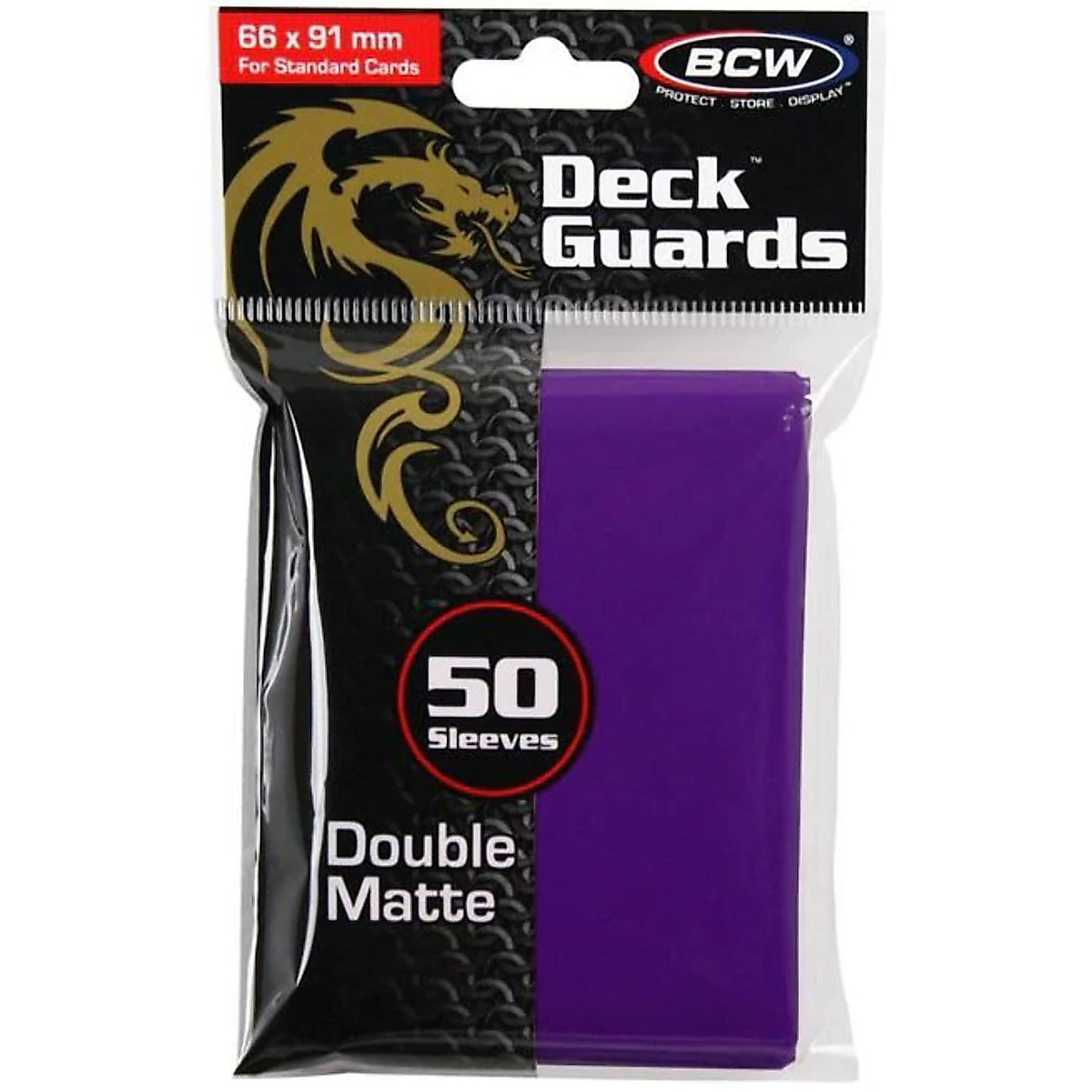 BCW Deck Guard - Double Matte Purple Card Sleeves | Acid-Free, Archival-Safe, No PVC | Anti-Glare Matte Finish | Fits Standard 2½" x 3½" Game Cards | Durable Deck Protector Sleeves | 50 Ct