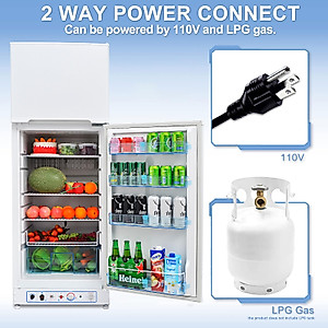 Smad Propane Refrigerator 110V/Propane Fridge Up Freezer 9.3 Cu.Ft Propane Refrigerator with Freezer Large Capacity Refrigerator Off Grid, White