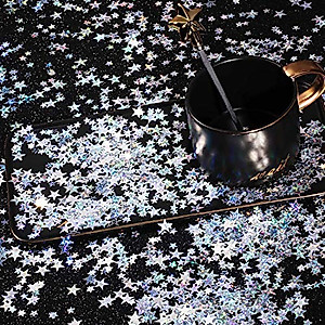 HESTYA 60 g Star Confetti Glitter Star Table Confetti Metallic Foil Stars for Party Wedding Festival Decorations (Glitter Silver, 10mm and 6mm)