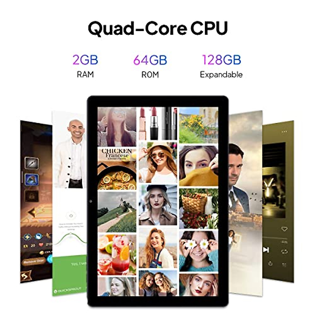 Tablet 10.1 Inch Android 11 Tablets Quad core 2GB RAM 64GB ROM 1280x800 IPS HD Touchscreen Metal Housing (Grey)