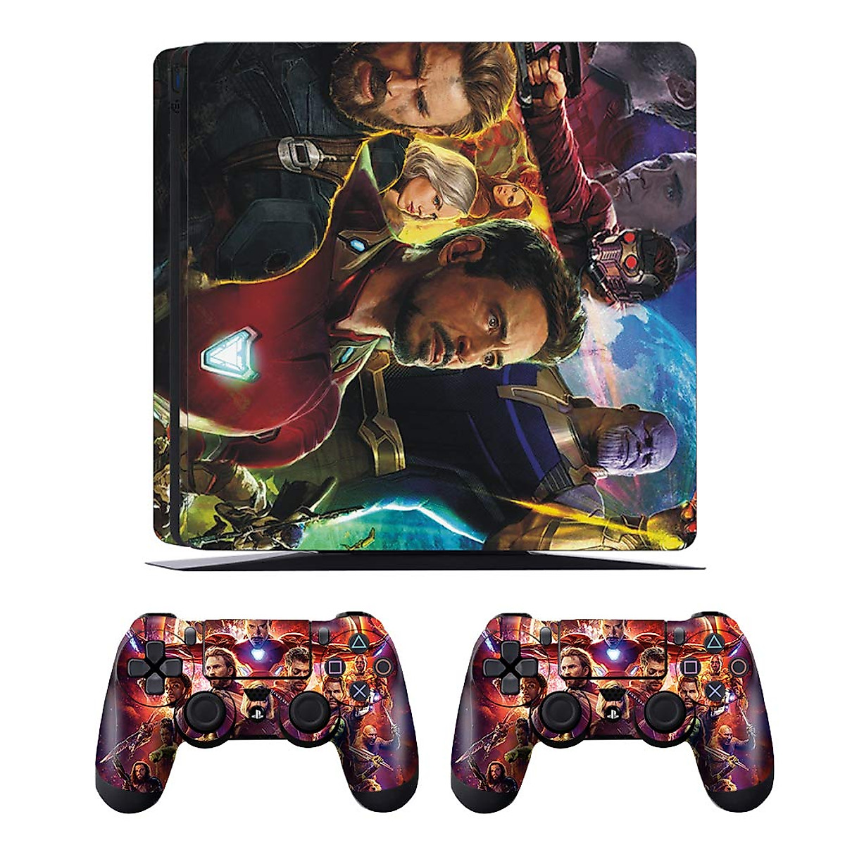 PS4 Slim Skins - Decals for PS4 Controller Playstation 4 Slim - Stickers Cover for PS4 Slim Controller Sony Playstation Four Slim Accessories with Dualshock 4 Two Controllers Skin - Ironman