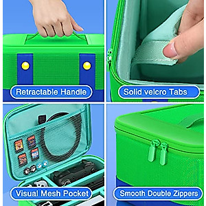 Kawaye Switch Case for Switch/Switch OLED & Switch Accessories, Protection Switch Travel Case for Nintendo Switch Console, Portable Switch Carrying Case Storage Messenger Bag Travel Case,Green-Blue
