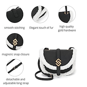 Scarleton Crossbody Bags for Women, Faux Fur Shoulder Bag Purse, Crossbody Bag, Fuzzy Purses for Women Crossbody Purse, H209701 - Black