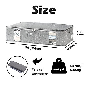 COVAODQ Under Bed Storage Containers Storage Bins Organizers for Clothes Comforters Blankets Pillows Duvets Large Capacity with Clear Window, 2 Pack