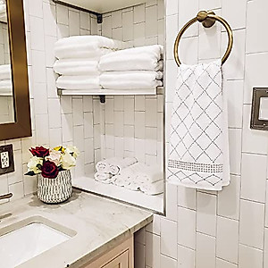 Sparkles Home Rhinestone Hand Towel with X Pattern, Set of 2, Gray