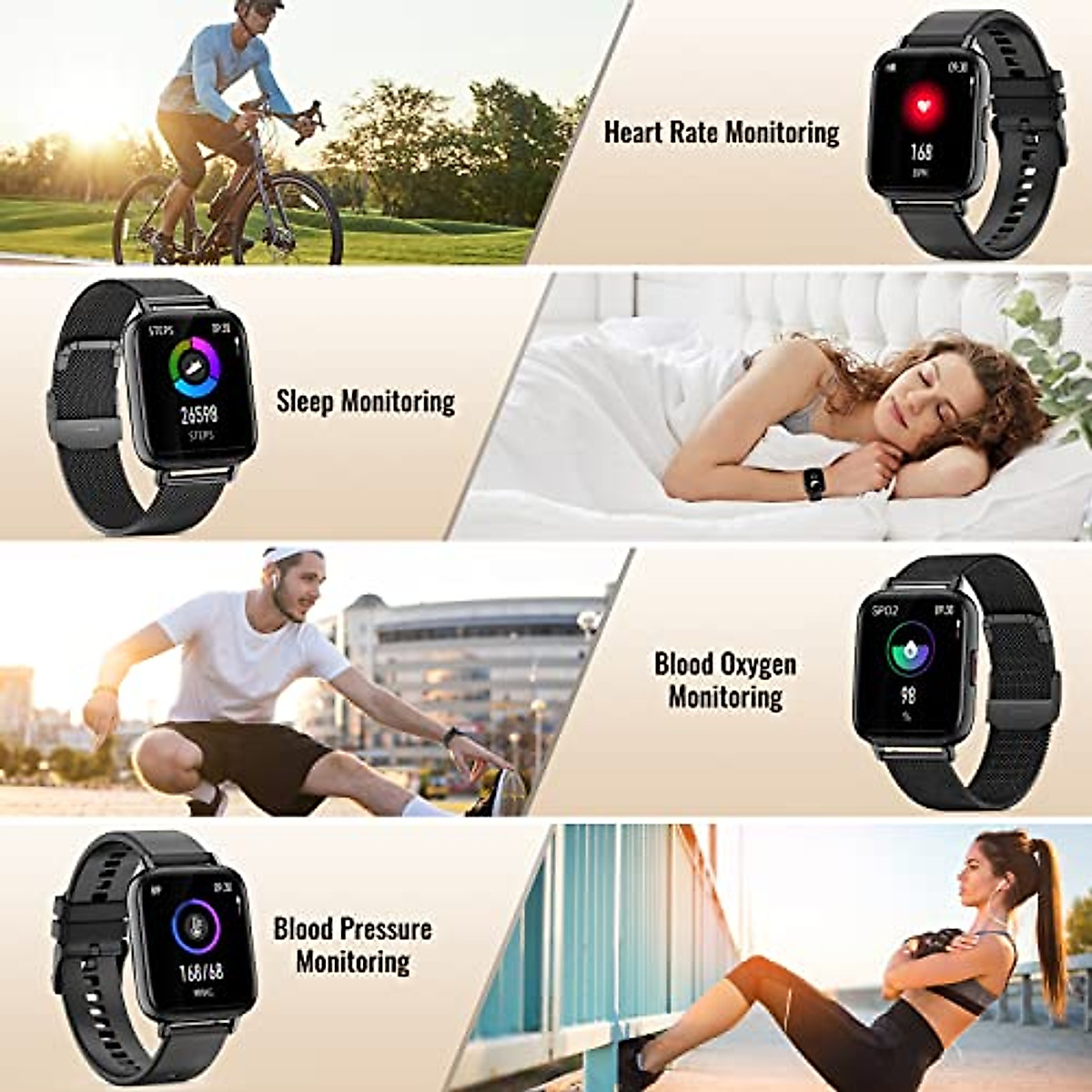Smart Watches for Women Men(Call Receive/Dial),Fitness Tracker Waterproof Smartwatch for Android iOS Phone with Text and Call Bluetooth Sport Watch Heart Rate Blood Pressure Sleep Monitor Pedometer