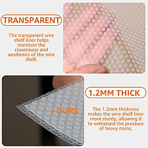 PABUSIOR Thicken Wire Shelf Liner - Transparent Pantry Shelf Liners, Heavy Duty Shelves Liners 11.5 Inch x 157 Inch, Easy to Cut Kitchens Drawer Liner