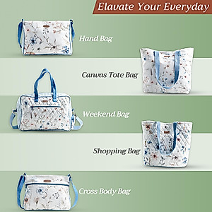 Maison d' Hermine Backpack Cotton Shoulder Backpack with Small Pouch Lightweight Bag for Travel Work Beach Perfect for Women & Men (Ice Florals)