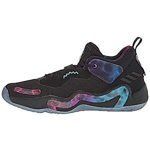 adidas Unisex D.O.N. Issue 3 Basketball Shoe, Black/Bright Cyan/Purple, 10 US Men