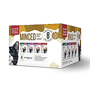 The Honest Kitchen Minced - Grain Free Wet Cat Food with Bone Broth Gravy Variety Pack, 5.5 oz (Pack of 8)