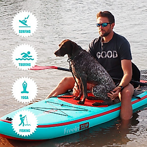 Freein SUP Inflatable Stand Up Paddle Board with Kayak Seat,Paddle Boards for Adults, Accessories sup Pump Adaptor,sup Kayak Paddle（White,10'6"