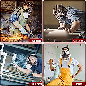 Full Face Reusable Respirаtor Mask - Organic Gas Dust Chemical Respirator w/Extra Filters for Paint Sprayer, Woodworking, Painting, Machine Polishing, Welding, Epoxy Resin and Other Work Protection