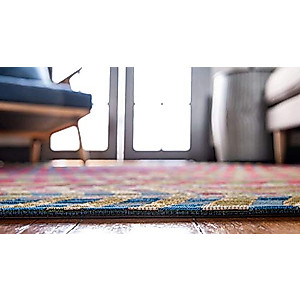 Unique Loom Outdoor Modern Collection Area Rug - Wavy (5' 3" x 8' Rectangle, Multi/ Beige)