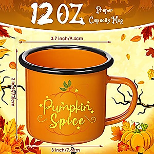 Potchen 2 Pieces Thanksgiving Mugs Fall Cups Pumpkin Coffee Mug Spice Enamel Cup Gift for Friend Sister Family Autumn Season Campfire 12 oz Halloween Outdoor Camping