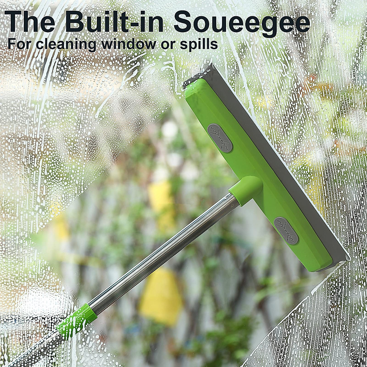 Rubber Broom with Squeegee for Carpet Pet Hair Remover,57 inch Long Handled Fur Remover Rake,Portable Detailing Lint Brush,Pet Removal Fluff Carpet, Hardwood Floor, Tile