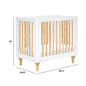 Babyletto Lolly 4-in-1 Convertible Mini Crib and Twin Bed with Toddler Bed Conversion Kit in White and Natural, Greenguard Gold Certified
