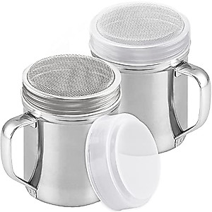 CUSINIUM Powdered Sugar Shaker Duster - With Handle - Cinnamon Shaker For Coffee Bar - Fine Mesh Dredge - 10 ounce, pack of 2 | Style: Fine