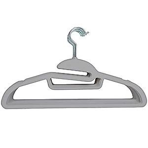 Simplify 24 Pack Ultimate Velvet Hangers with Collar, Tie & Scarf Bar, Cami Tank Hooks, Huggable Space Saver, 16.125"x 9"x .1875", Gray