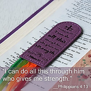 3 Pieces Leather Bible Bookmarks Bible Ribbon Bookmark Multi Ribbon Page Marker, Bible Verse Inspirational Bookmarks - Psalm 46:5, Proverbs 4:23, Philippians 4:13, Bible Accessories,Bible Supplies