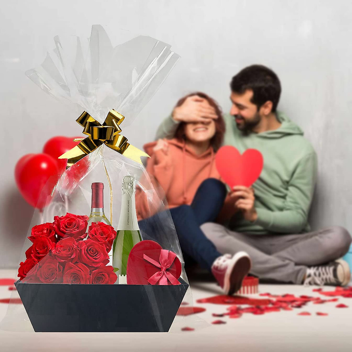 Baskets For Gifts Empty, 5 Pk Black Empty Gift Baskets To Fill, Sturdy Cardboard Tray With Handles, Large Gift Baskets Empty Bulk For Beautiful Gifts, Christmas, Easter, Halloween