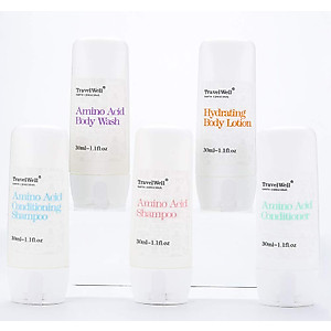 Travel Well Hotel Shampoo and Conditioner Supplies for Guests 2 in 1, 1.0 Fl Oz/30ml, Individually Wrapped 50 Bottles per Box | Travel Size Toiletries | Hotel Toiletries Bulk Set