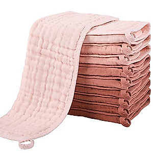 Yoofoss Muslin Burp Cloths for Baby 10 Pack 100% Cotton Baby Washcloths for Boys Girls Large 20''X10'' Super Soft and Absorbent Gradient Pink