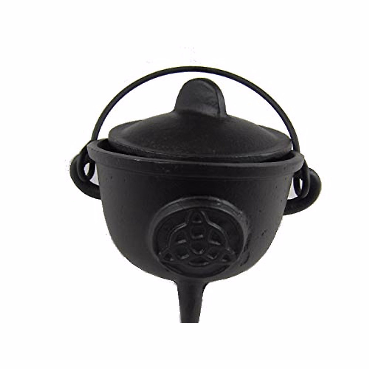 CircuitOffice Cast Iron Cauldron, for Smudging, Cone Incense, Granular Incense, Charcoal Incense, Rituals, Altars, Wicca, Pagan, Decorations or Gifts (4.5" Diameter Triquetra with Lid)