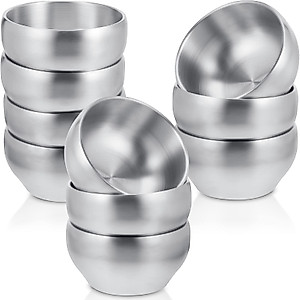 Tessco 10 Pcs 12 oz Stainless Steel (304) Bowls Matte Double Walled Bowl Kids Toddler Ice Cream Bowls for Serving Food Snacks Feeding Hot Soup, Dishwasher Safe