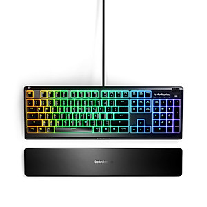 SteelSeries Apex 3 RGB Gaming Keyboard – 10-Zone RGB Illumination – IP32 Water Resistant – Premium Magnetic Wrist Rest (Whisper Quiet Gaming Switch) (Renewed)