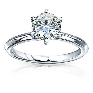 Kobelli Classic Solitaire Round Brilliant Moissanite Engagement Ring 1 Carat 14k White Gold (GH, VS), 6