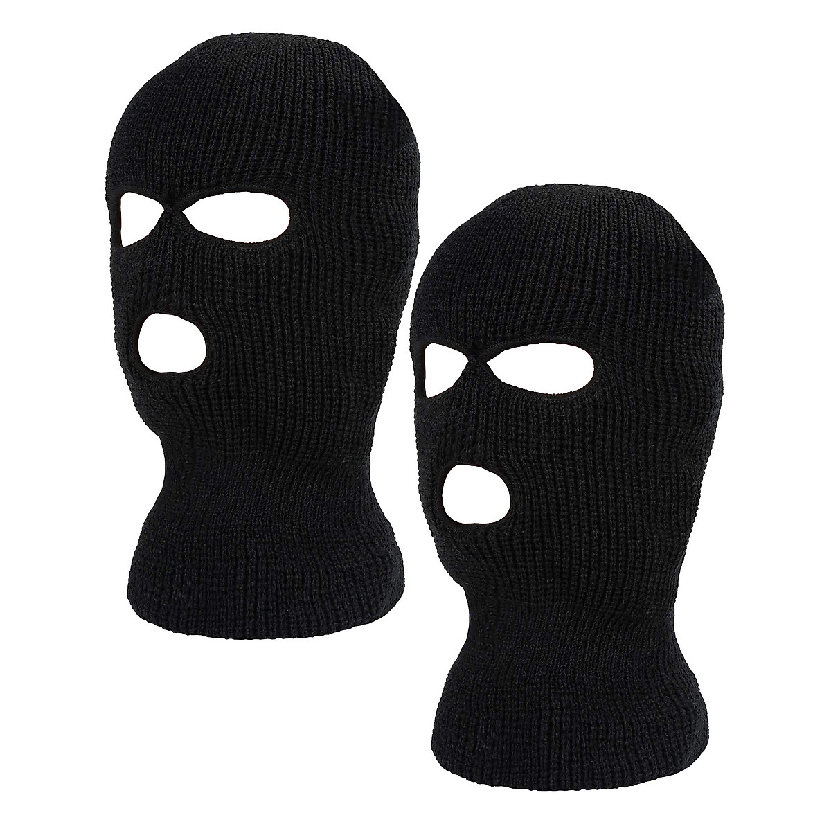 WILLBOND 2 Pieces Knitted Full Face Cover 3 Hole Mask Winter Balaclava Face cover, One Size(Black, Medium)