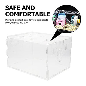POPETPOP Pet Playpen Glass Hamster Cage Hamster Cage Acrylic Chinchilla House Habitat Mice Transparent Cage Small Pet Breeding Box for Your Small Pet 25X20X15CM Hamster Carrier Pet Toys