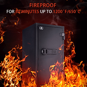 TIGERKING Safe Box,Fireproof Safe,3.47 Cubic Feet,Large Steel Money Safe Home Safe with Digital Lock for Home and Office Black