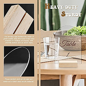 Bercoor 10 Pack 4x6 Inch Blank Clear Arch Acrylic Sign with Wooden Stands, Arched Round Top Acrylic Sheet, DIY Acrylic Arch Table Numbers for DIY Name Card Gifts Event Party Sign Decoration