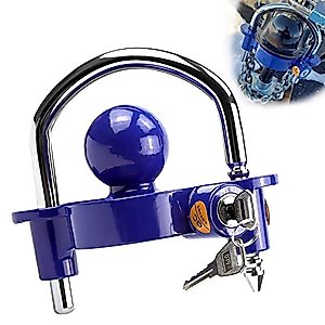 Coupler Lock Hitch Trailer Lock with 2 Keys,72783 Universal Coupler Lock,Universal Adjustable Heavy-Duty Steel Lock Blue