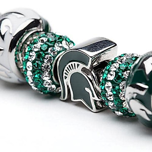 MSU Spartan Helmet Charm for Bracelets - Michigan State Spartans Charm - Hypoallergenic Stainless Steel Bracelet Beads - Michigan State Jewelr for Women